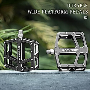 ROCKBROS Mountain Bike Pedals MTB Pedal Aluminum Bicycle Wide Platform Flat Pedals 9/16" Cycling Sealed Bearing Pedals for Road Mountain BMX MTB Bike