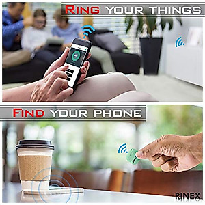 Bluetooth Key Finder – Key Locator Device with App, Siri Compatibility, Extra Battery – Anti-Lost GPS Keychain Tracker Device for Phone, Luggage, Backpack, Wallet – Tracking Chip Tags by Rinex