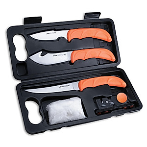Outdoor Edge WildLite - 6-Piece Field to Freezer Hunting & Game Processing Knife Set with Gut Hook Skinning Knife, Caping Knife - Hard-Side Case