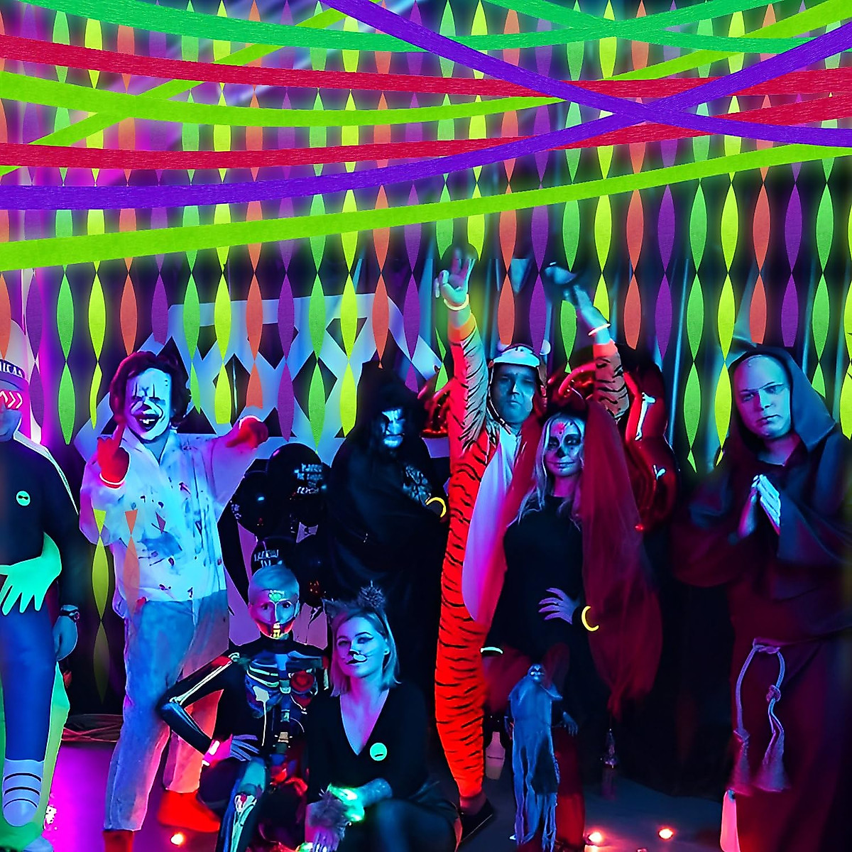 20 Rolls Blacklight Streamers, Neon Party Decorations 1640 Ft Glow in The Dark Party Crepe Paper, Halloween Glow Party Supplies for Various Large Hanging Party Backdrop DIY Decoration 82FT/Roll