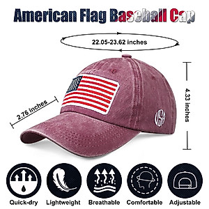 Geyoga 4 Pieces American Flag Baseball Caps USA Flag Tactical Cap Patriotic Flag Pride Caps Washed Distressed Cotton US Flag Hats for Men Women Teens