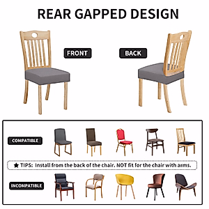 Easy-Going 100% Waterproof Seat Covers for Dining Room Chairs Set of 4, Stretch Chair Seat Slipcovers Protector Removable and Washable Kitchen Dining Chair Covers, Light Gray