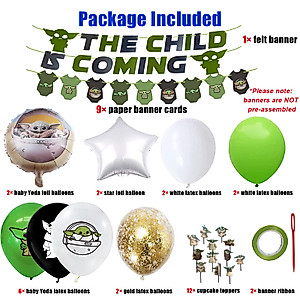 17 Pcs Yoda Baby Shower Decorations Set
