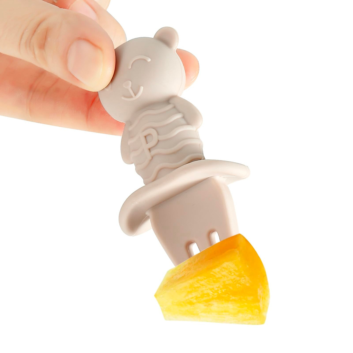 PandaEar 6 Pack Baby Led Weaning Spoons Forks 6+ Months | Silicone Baby Spoons and Fork Self Feeding Utensils, Toddler Infant Anti-Choke Feeding Utensils, Bear Shape (Pink Green Linen)