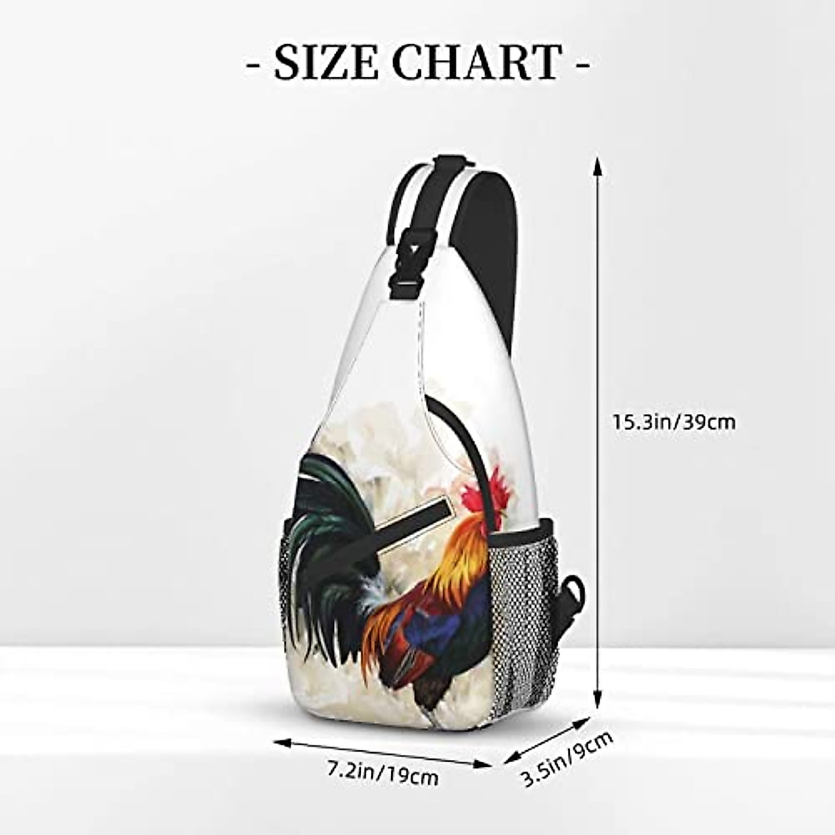 Sling Bag Rustic Rooster Chicken Watercolor Hiking Daypack Crossbody Shoulder Backpack Travel Chest Pack for Men Women