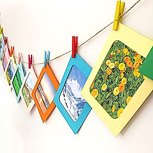 2.87'' Clothes Pins Wooden Colored Clothespins, 50pcs Mini Clothes Pins for Photo Wooden Clips Hanging Clips Color Clothes Pins for Classroom, Crafts, Baby Shower, Line Drying Laundry, Outside