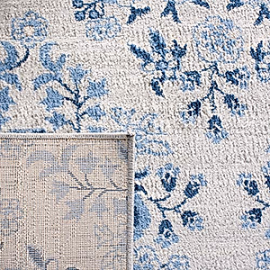 MARTHA STEWART x SAFAVIEH 2' x 4' Cream/Blue MSR2856D Floral Non-Shedding Entryway Living Room Foyer Bedroom Accent Rug (MSR2856D-24)