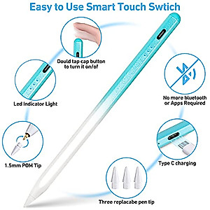 Stylus Pen for ipad, Active Pencil with Quick Charge, Palm Rejection Tilt Sensor, Magnetic Apple Pen Compatible with 2018-2022 iPad Pro 11"/12.9",iPad 10/9/8/7/6,iPad Mini 5/6,iPad Air3/4/5- Blue