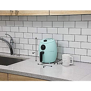 Elite Gourmet EAF-0201BL Personal Compact Space Saving Electric Hot Air Fryer Oil-Less Healthy Cooker, Timer & Temperature Controls, 1000W, 2.1 Quart, Mint