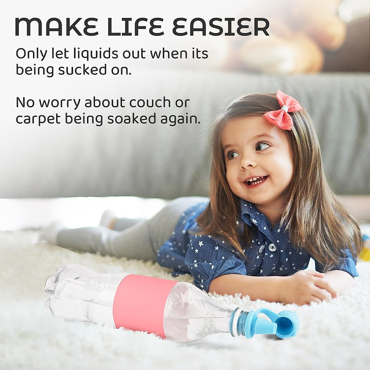 Giichen No Spill Water Bottle Caps - BPA Free Silicone Water Bottle Top Protects Childs Mouth, Replacement Bottle Spout Adapter for Toddlers, Baby and Adults - 4 Pack (Blue, Green, Yellow, Orange)