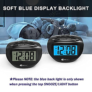 ZEITHALTER LCD Digital Alarm Clock Battery Operated Only Small, Blue Backlight,Ascending Alarm Volume, Simple Basic Clock for Bedroom/Desk/Travel…