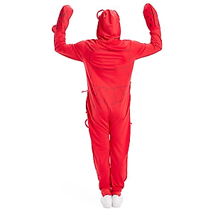 Tipsy Elves' Men's Lobster Costume - Red Sea Crustacean Halloween Jumpsuit Size Large
