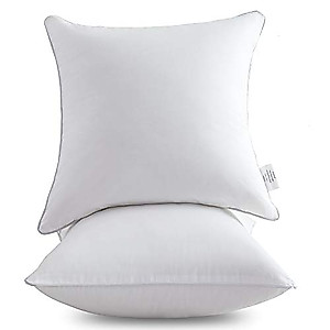 Oubonun 18"x18" Pillow Inserts (Set of 2) - Throw Pillow Inserts with 100% Cotton Cover - 18 Inch Square Interior Sofa Pillow Inserts - Decorative Pillow Insert Pair - White Couch Pillow