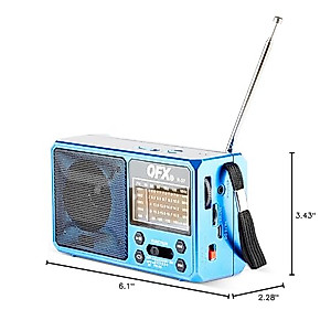 QFX R-37-BL 6-Band (AM, FM, SW1 - SW4) Bluetooth LED Flashlight Solar Radio (2021 Model)