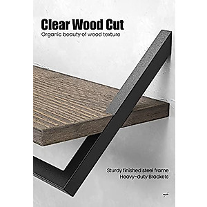 LYNNC Floating Shelves Wall Mounted, Solid Wood Shelves for Bedroom, Living Room, Kitchen, Bathroom, Wall Shelf Decor, Set of 2, Brown