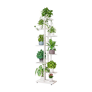 MTB Garden 8 Tier Metal Plant Stand for Indoor Outdoor Flower Pot Display Planter Shelf, White