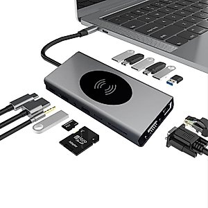 14 in 1 USB 3.1 Type-C HUB USB -C to HDMI 4K 30Hz VGA 100W PD Charging Adapter RJ45 Audio SD TF Card Reader USB 3.0 Hub for MacBook Nintendo Samsung Dex