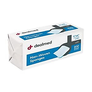 Dealmed 4" x 4" Non-Woven Gauze Sponges, 4-Ply All-Purpose Non-Sterile Gauze Pads, Absorbent Dental Gauze Wound Care for First Aid Kit/Medical Facilities, 200 Count (Pack of 4)