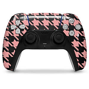 WraptorSkinz Skin Wrap compatible with Sony PS5 DualSense Controller Houndstooth Pink on Black (CONTROLLER NOT INCLUDED)
