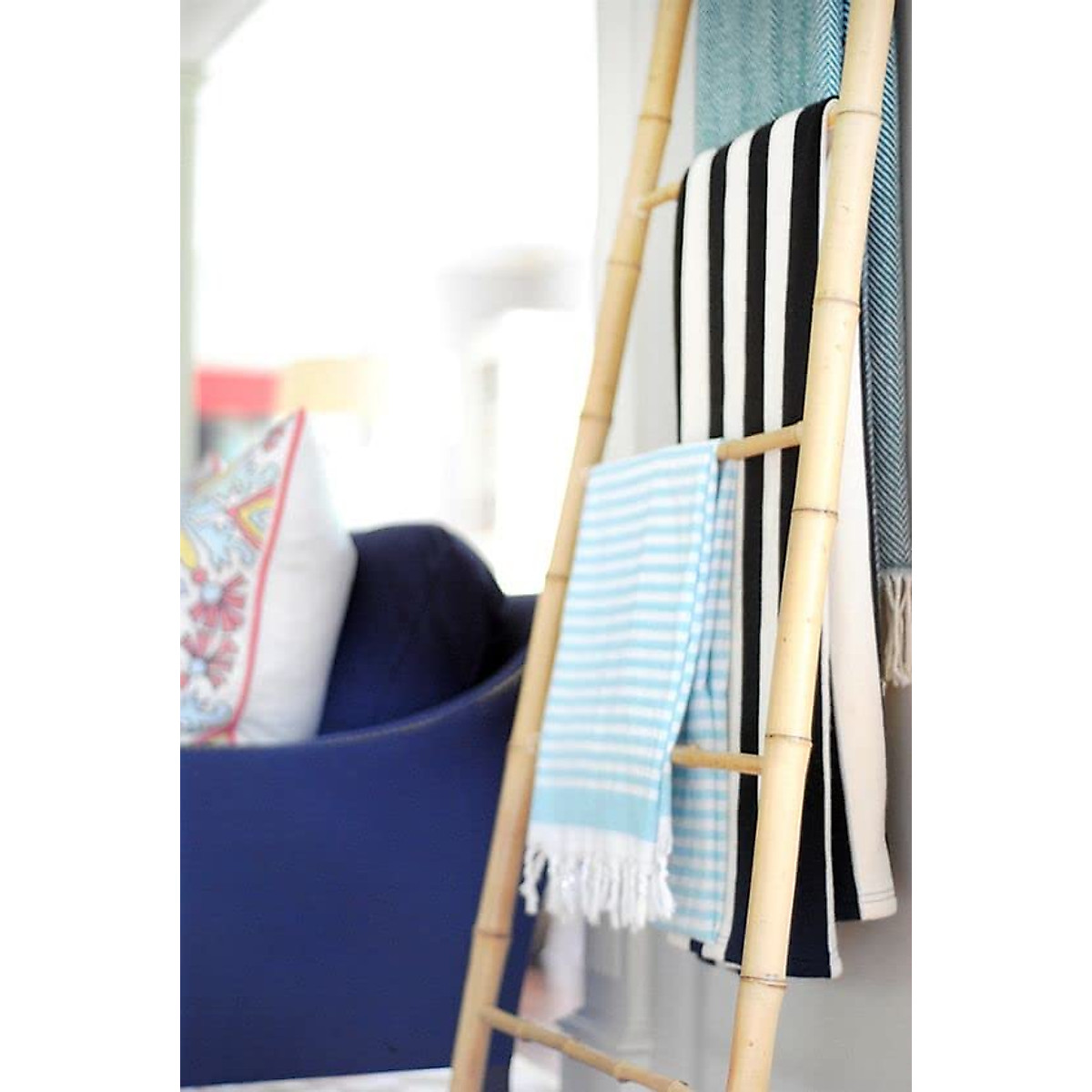 Statra Bamboo Bath Towel Ladder Rack 6 Ft, 72 x 20 x 2 Inches, Natural