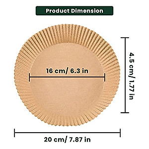 QualityOutset - 120pcs 6.3Inch Air Fryer Disposable Paper Liner, Non-stick Liners, Food Grade Air Fryer Parchment Paper for Baking, Roasting, Microwave, Oil and Water proof, Oven Accessories