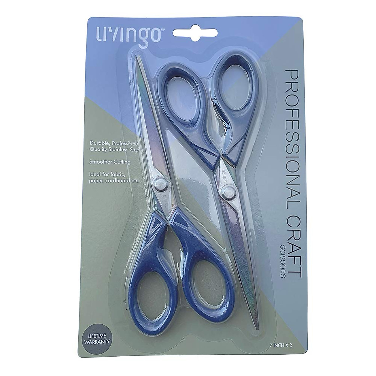 LIVINGO Scissors 7 Inch All Purpose Titanium Scissors Bulk 2 Pack, Left/Right Handed, Forged Stainless Steel Sharp Blade Shears Multipurpose for Home Offce School Student Sewing Fabric Craft Supplies