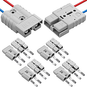 8 Pcs 10-12 Gauge Battery Quick Connector 50 Amp Battery Quick Connect Disconnect with 10/12 AWG, Wire Harness Plug Kit Cables Connect Disconnect Plug for Motor Recovery Winch Trailer Towing Systems