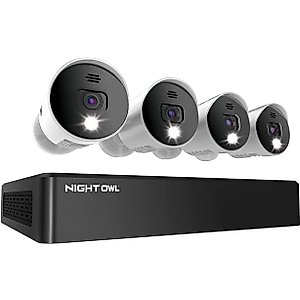 Night Owl Sp, Llc 8 Channel Bluetooth Video Home Security Camera System with (4) Wired 4K UHD Indoor/Outdoor Spotlight Cameras Audio and 1TB Hard Drive White, WM-BTD881-4LSA