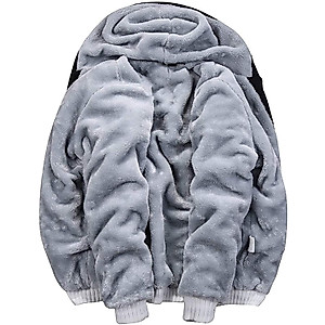 MACHLAB Men's Pullover Winter Workout Fleece Hoodie Jackets Full Zip Wool Warm Thick Coats Black#W11 2XL