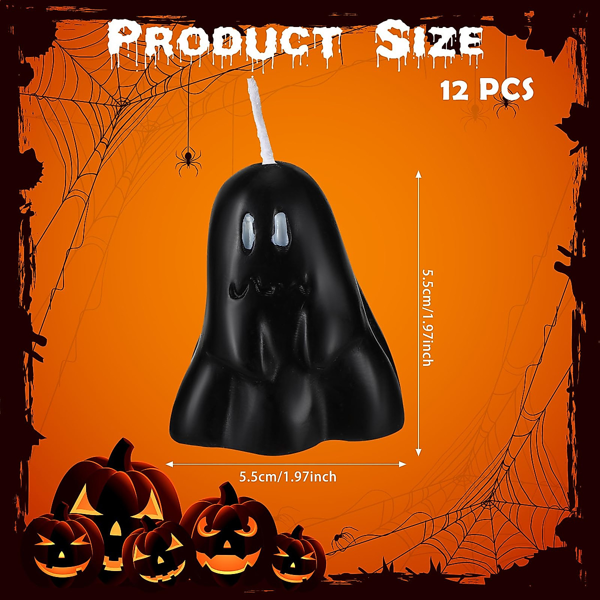 12 Pcs Ghost Halloween Candles Halloween Fun Face Ghost Decorative Tabletop Candle Set Halloween Ghost Candle Set Delicate Candles Decorative Themed Candles for Table Halloween Decor (Classic Style)