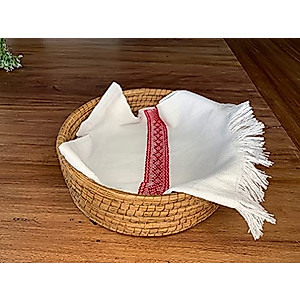 JOSE ARTESANO Pine Needle Tortilla Warmer (Ocoxal), 9.8 IN x 9.8 IN, Rustic Tortillero, Natural Brown, Handcrafted In Mexico, 100% Sustainable, Organic And Vegan, (Natural w cloth)