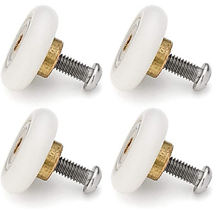 Set of 4 Dia 19mm Stainless Steel Shower Door Wheels Rollers Runners, White, 19mm x 5mm (Stainless steel-4PCS)