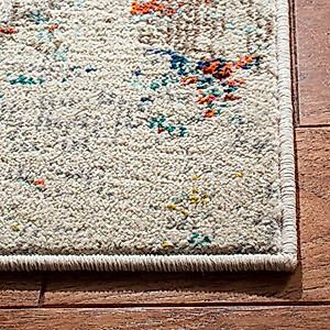 SAFAVIEH Madison Collection 6' x 9' Cream / Orange MAD478B Modern Abstract Non-Shedding Living Room Bedroom Dining Home Office Area Rug