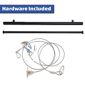 BannerBuzz Hanging Clamp Bar Sneeze Guard with Clear Tarp Film Protective Shield for Office, Cafes, Retail Stores, Cashier, Receptionist (3' x 5')