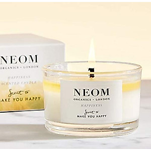 NEOM- Happiness Scented Candle, Travel Size | Essential Oil Aromatherapy Candle | Neroli, Mimosa & Lemon | Scent to Make You Happy