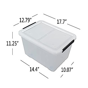 Wekioger Large Plastic Storage Box with Wheels, Set of 4, 32 Quart Latch Storage Bin