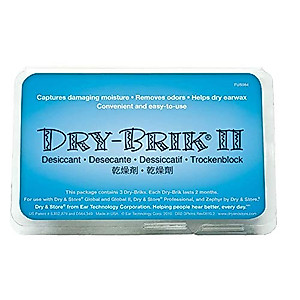 Dry-Brik® II Desiccant Blocks - 3 Blocks (1 Pack of 3 Blocks)| Replacement Moisture Absorbing Block for the Global II and Zephyr by Dry & Store | Hearing Device Dehumidifiers