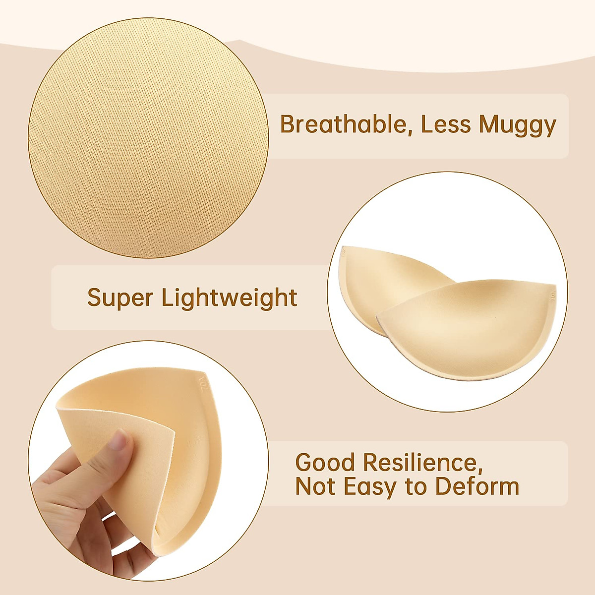 KSang Women's Push Up Bra Pads Inserts 2 Pairs Breast Enhancer Cups Add 1-2 Cup Sizes Instantly A/B, C Cup Available