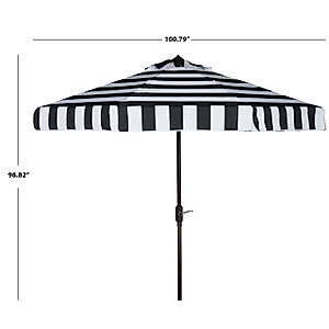 Safavieh PAT8003A Outdoor Collection Elsa Fashion Line Auto Tilt Umbrella, 9', Black/White