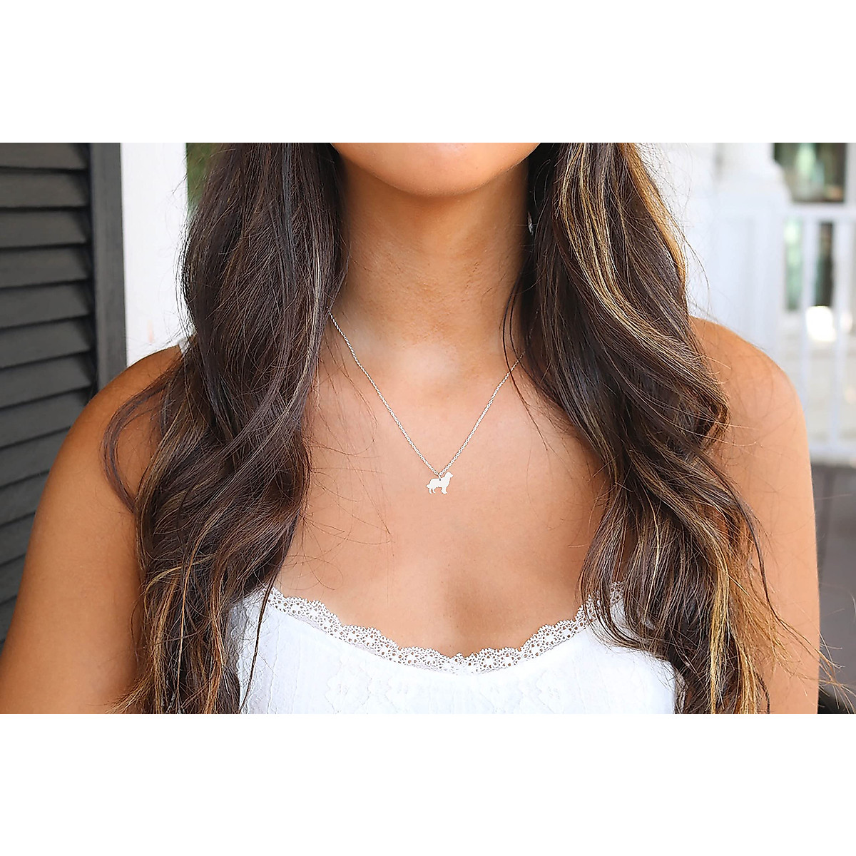 Sterling Silver 14k Gold/Rose Gold Necklace, Rottweiler, Great Dane, Pitbull, Border Collie, German Shepherd, Australian Shepherd, Doberman, Cocker Spaniel, Sterling Silver, No Gemstone