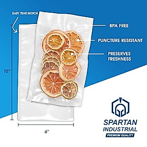 Spartan Industrial - 6" X 10" Vacuum Seal Bags for Food, Marinating, Freezing, Sous Vide Cooking - BPA-Free, Pack of 110