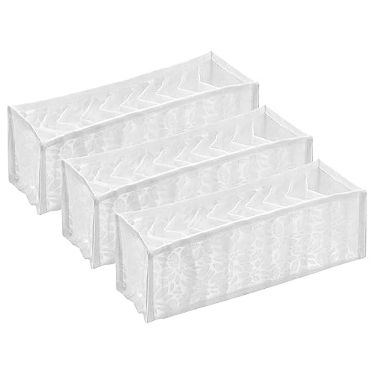 uxcell 3pcs Underwear Sock Organizer, Wardrobe Storage Organizer Foldable Drawer Divide Storage Box for Clothes, Socks, Underwear, Flower White