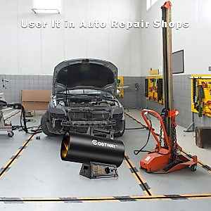 COSTWAY 60,000 BTU Forced Air Propane Heater, Space Heater with Overheat & Cut-off Protection, Portable Gas Heater Propane Heater for Garage, Warehouse, Workshop, Farm, Black