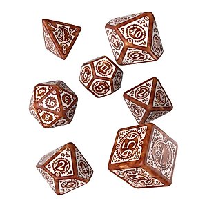 Q-Workshop Steampunk Clockwork Caramel & White Dice Set (7 Piece)