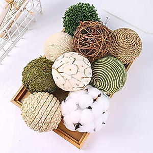 CIR OASES 9pcs 3.5Inch Fall Decorative Ball Orb Rattan Ball Rattan Woven Orbs Spherical Bowl and Vase Filler for Home Party Wedding Display Decor Props