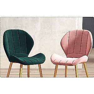 Chairs Modern Kitchen Chairs Set of 6 Soft Velvet Cushion Seat and Back Sturdy Metal Legs for Living Room Bedroom Dining Chairs (Color:Pink)