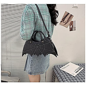 KUANG! Women Bat Wing Shoulder Bag Fashion Halloween Spider Web Tote Purse Crossbody Handbags Purse for Girls