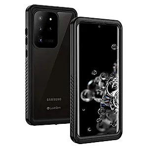 Lanhiem Samsung Galaxy S20 Ultra Case, IP68 Waterproof Dustproof Shockproof Case with Built-in Screen Protector, Heavy Duty Full Body Protective Cover for Galaxy S20 Ultra 5G 6.9 Inch, Black/Clear