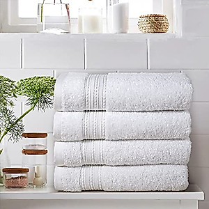 ERINA Large Hand Towels 16 x 28 Inch (4 Pack) - Heavy GSM 100% Ring Spun Combed Cotton Quick Drying Highly Absorbent Towels - Soft Hotel Quality for Bath, Gym and Spa (White)