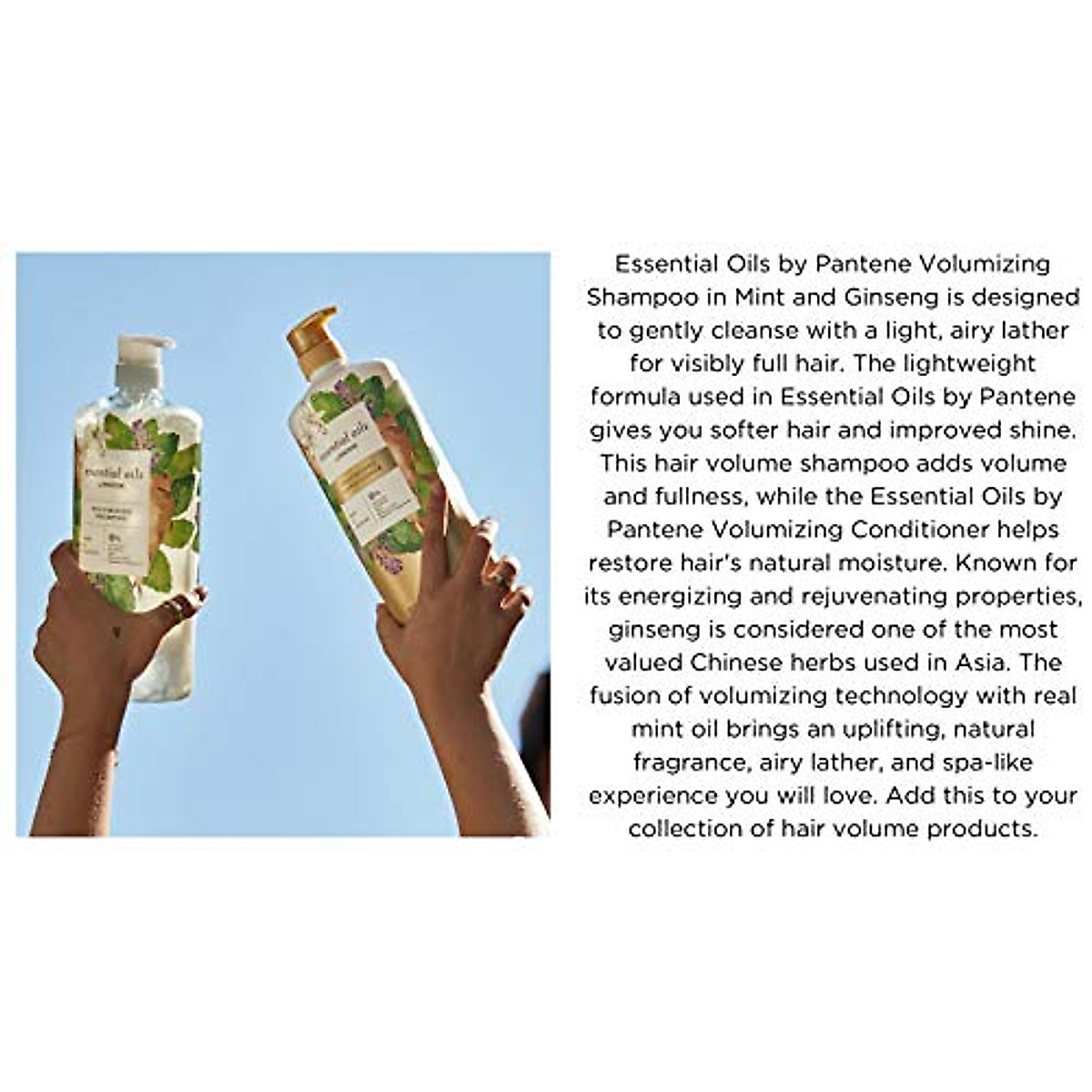 Pantene Essential Oils Volumizing Shampoo and Conditioner With Mint & Ginseng 38.2 FL / 1.13 L